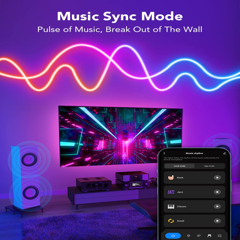 Smart RGBIC Neon Rope Light – Music Sync, Alexa Control, Waterproof