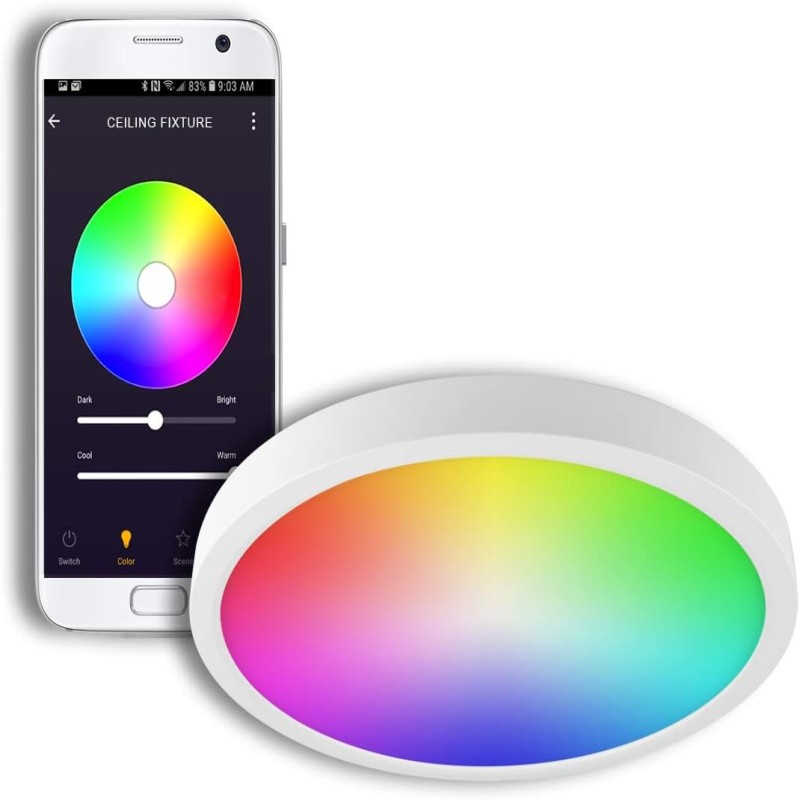 Smart RGB Ceiling Light | App-Controlled LED Lighting with Timer, RGB ...