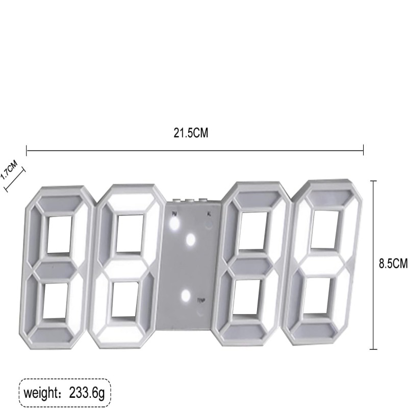 3D Digital Alarm Clock – Modern LED Timepiece with Large Display & Alarm
