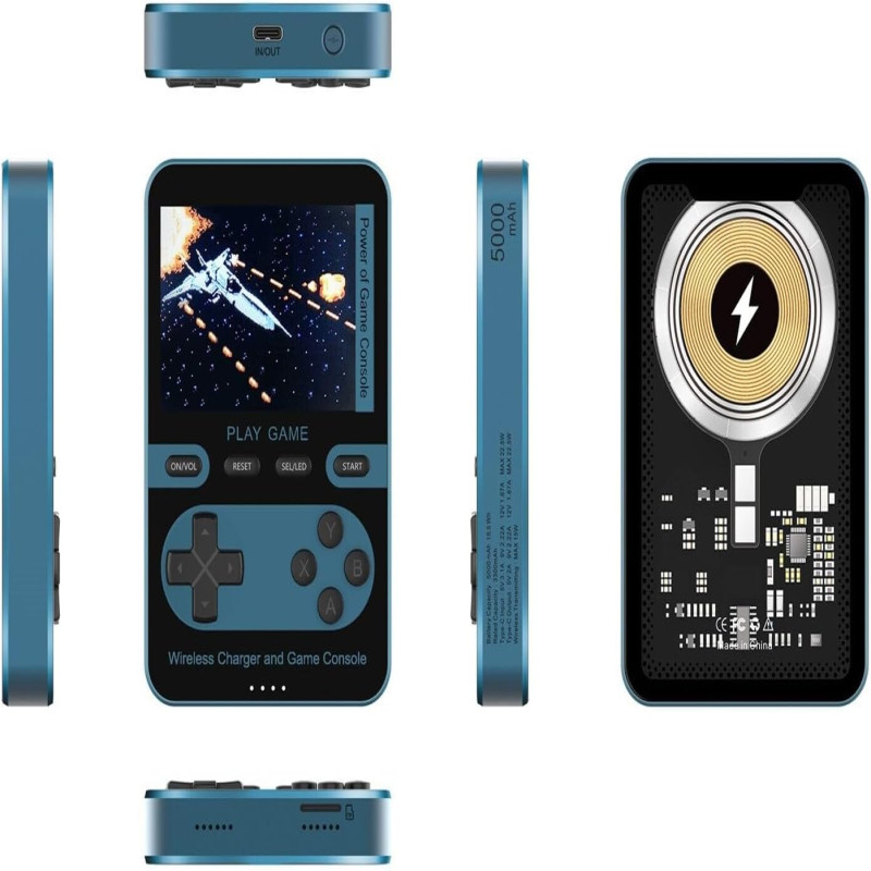 Retro Game Console Powerbank with 500 Games | Portable Charger and Gaming